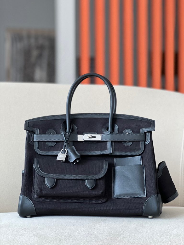 Birkin Cargo 35 Canvas and Swift Noir(89) Palladium Hardware - Perfecthbags