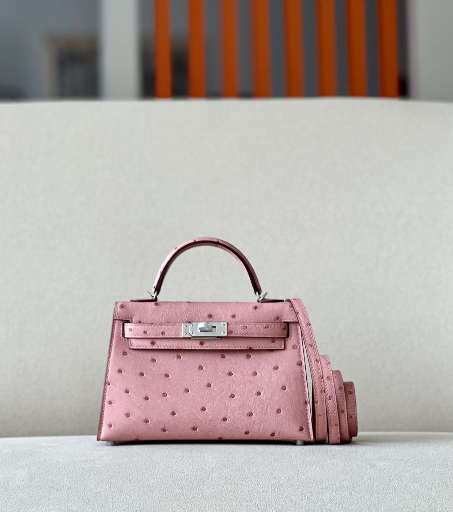 Kelly Mini Ostrich Terre Cuite (94) Palladium Hardware - Perfecthbags