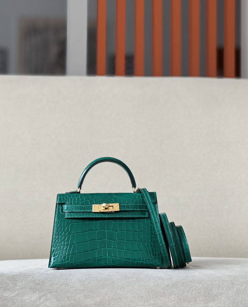 Kelly Mini Alligator Vert Emeraude (6Q) Gold Hardware - Perfecthbags