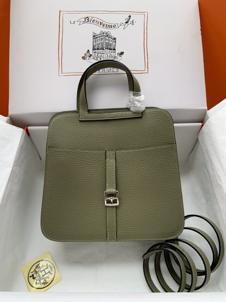 Hermes Halzan 25 Clemence Sauge (Q1) Palladium Hardware - Perfecthbags