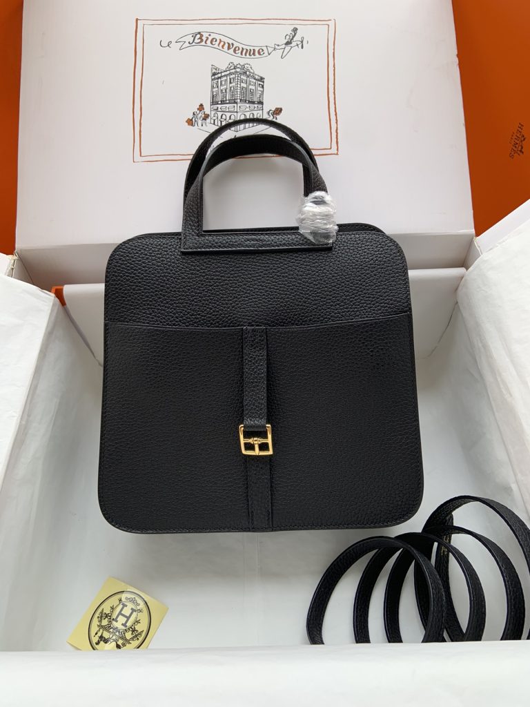 Hermes Halzan 25 Clemence Nior (89) Gold Hardware - Perfecthbags
